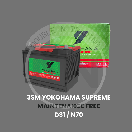 3SM Yokohama Supreme Maintenance Free Car Battery Ordinary / Reverse/ D31 / N70 (24 Months ...