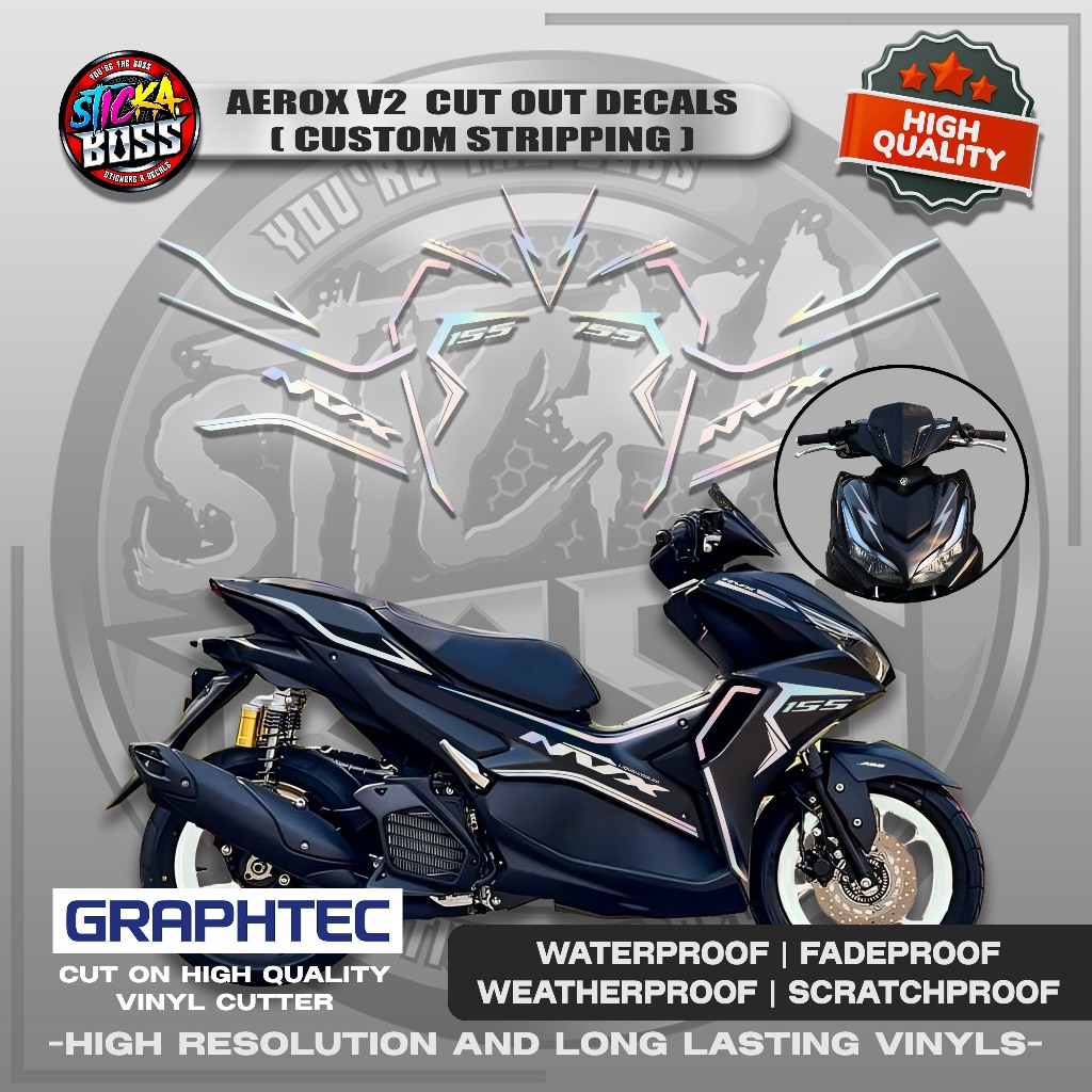 AEROX V2 CUT OUT DECALS ( CUSTOM STRIPPING ) | VINYL WATERPROOF CUT-OUT ...