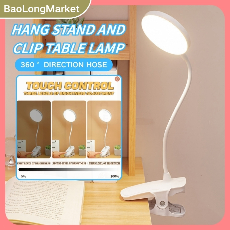 LED Rechargeable Lamp Table Lamp USB Lamp Shade For Bedroom Dim Clip ...