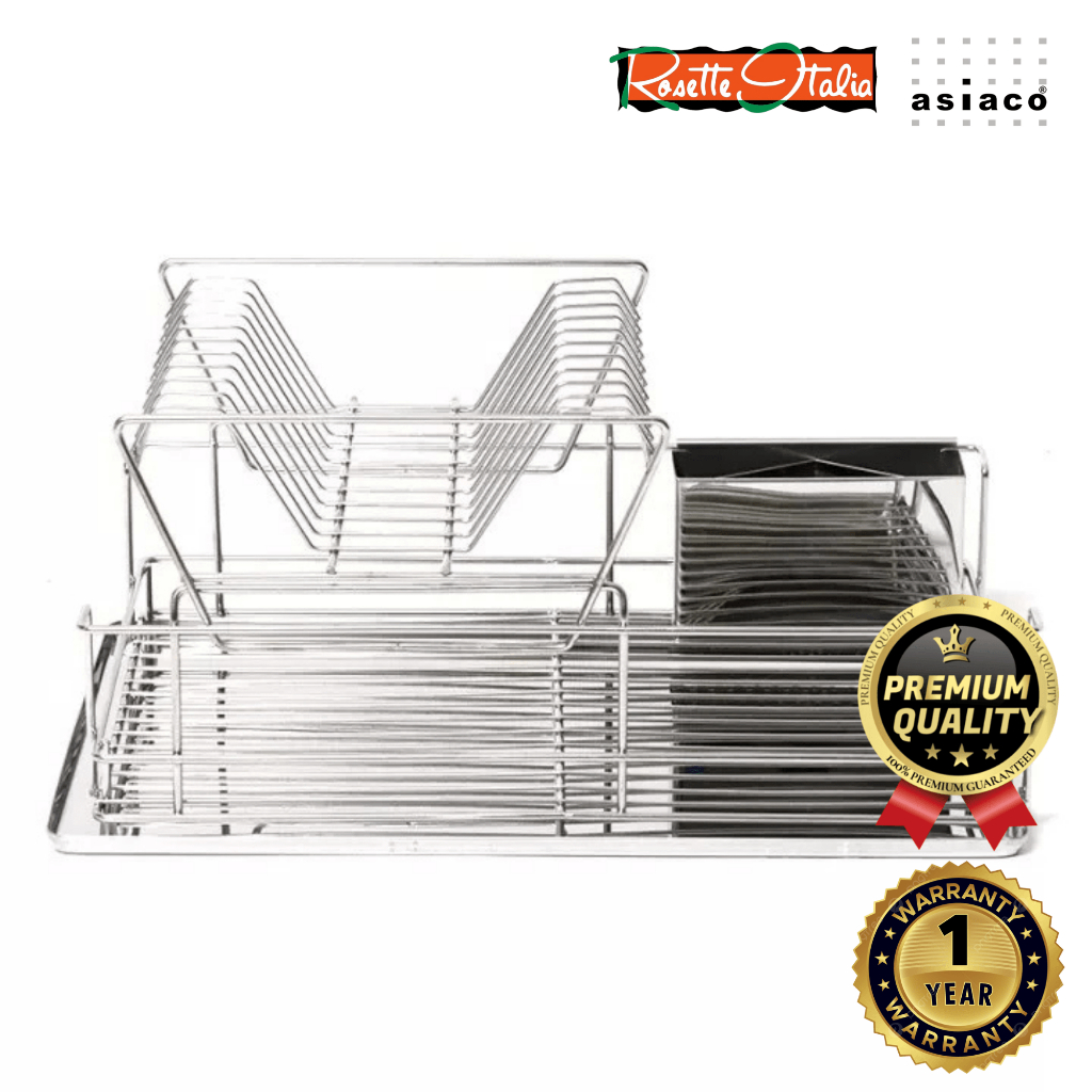 Asiaco Rosette Italia Stainless Steel Counter Top Dish and Utensil ...
