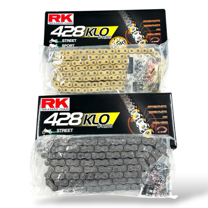RK RACING CHAIN ORING TYPE 428 KLO/ KRO W/ CLIP TYPE CHAIN LINK (READ ...