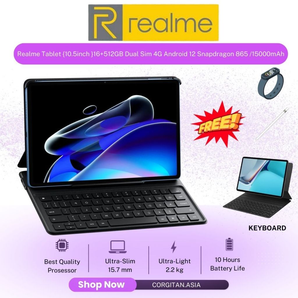 Realme Tablet 4G LTE Wifi 2.4 5G 10.5inch 16+512GB[Android 12 ...
