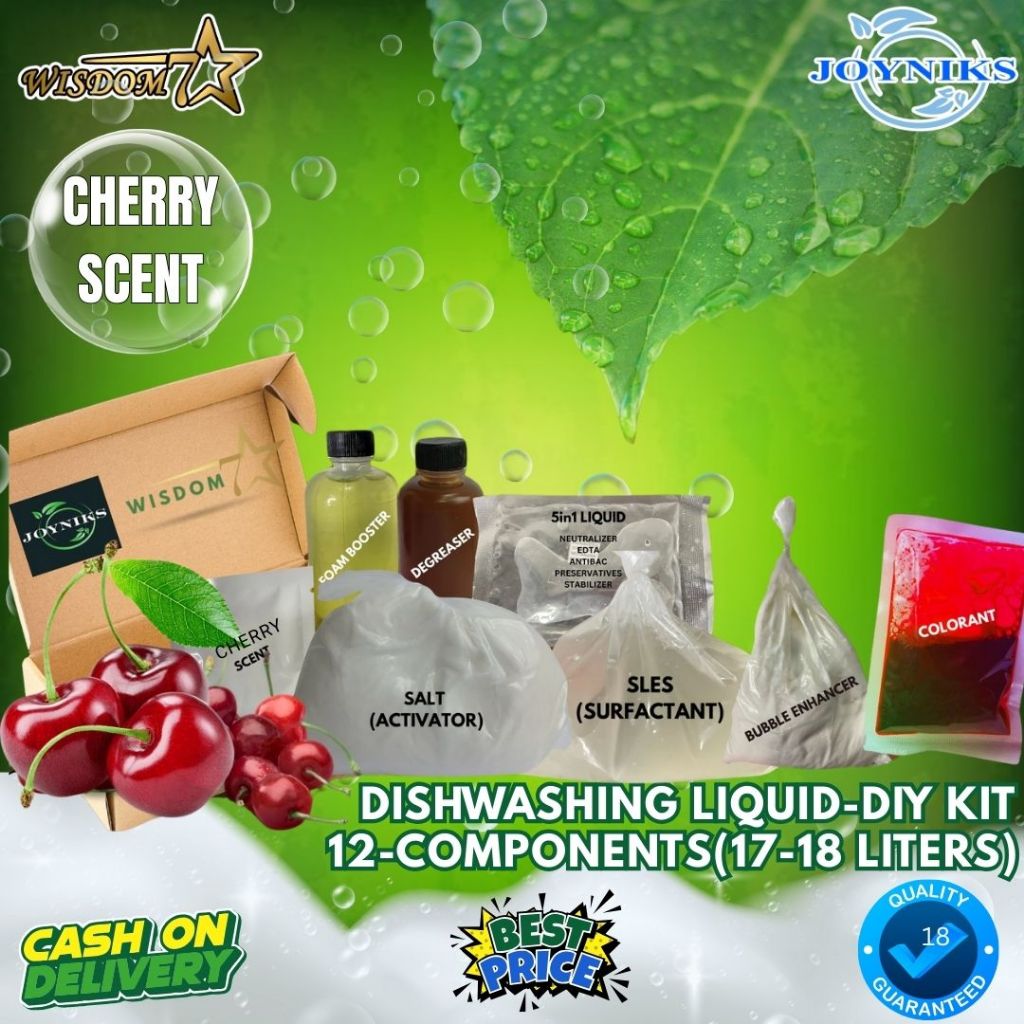 DISHWASHING LIQUID KIT DIY (CHERRY) 17-18 Liters Yield. (12 Components) | Shopee Philippines