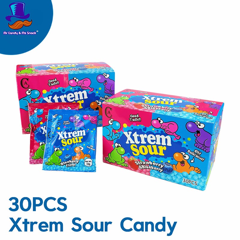 【Mr candy】30 pieces Xtrem sour candy/ Strawberry & Blueberry/ Wholesale ...