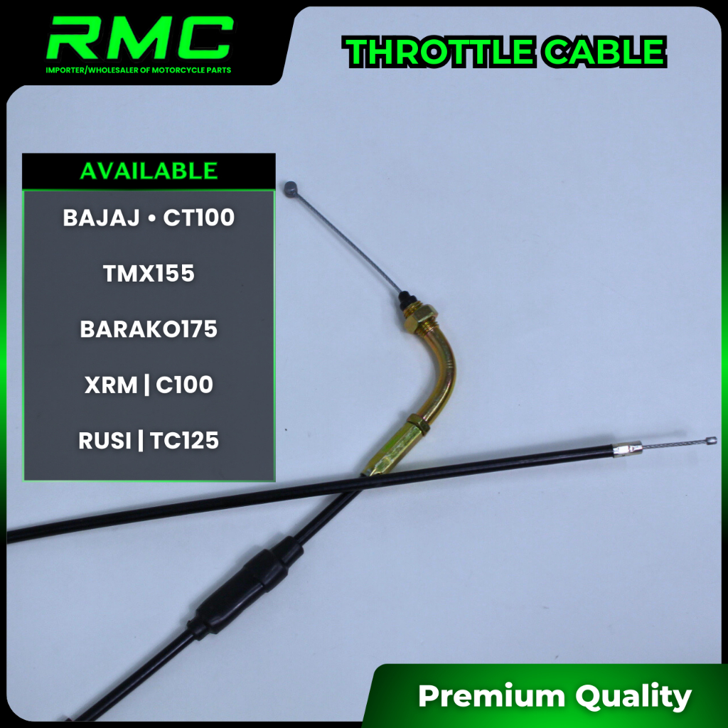 RMC MOTORCYCLE THROTTLE CABLE CT100,TMX,BARAKO,XRM,RUSI | Shopee ...