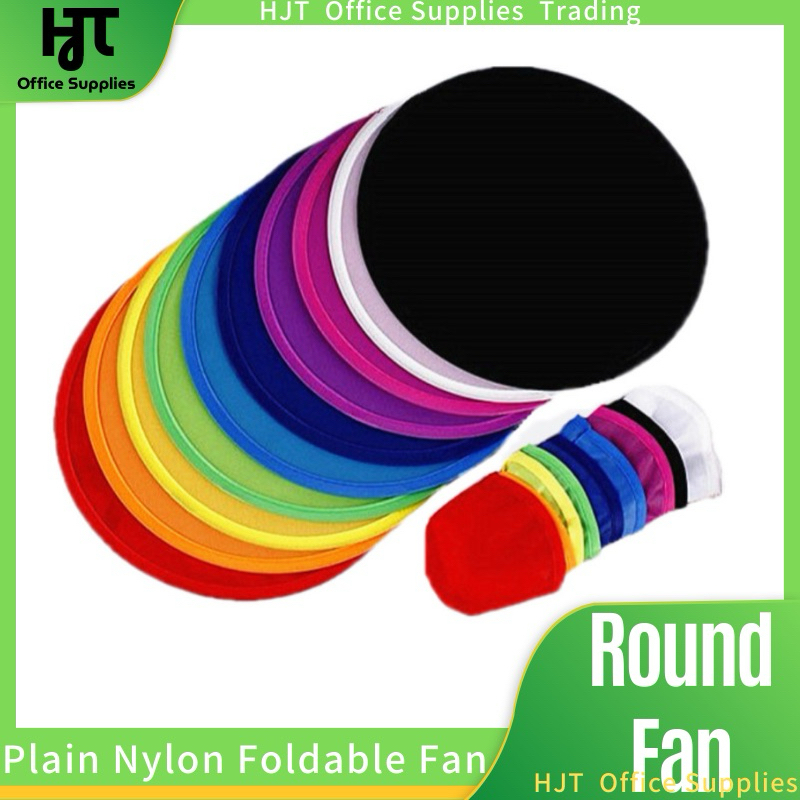 Foldable Round Fan w/ Pouch Plain Pamaypay Nylon Twist Fan | Shopee ...