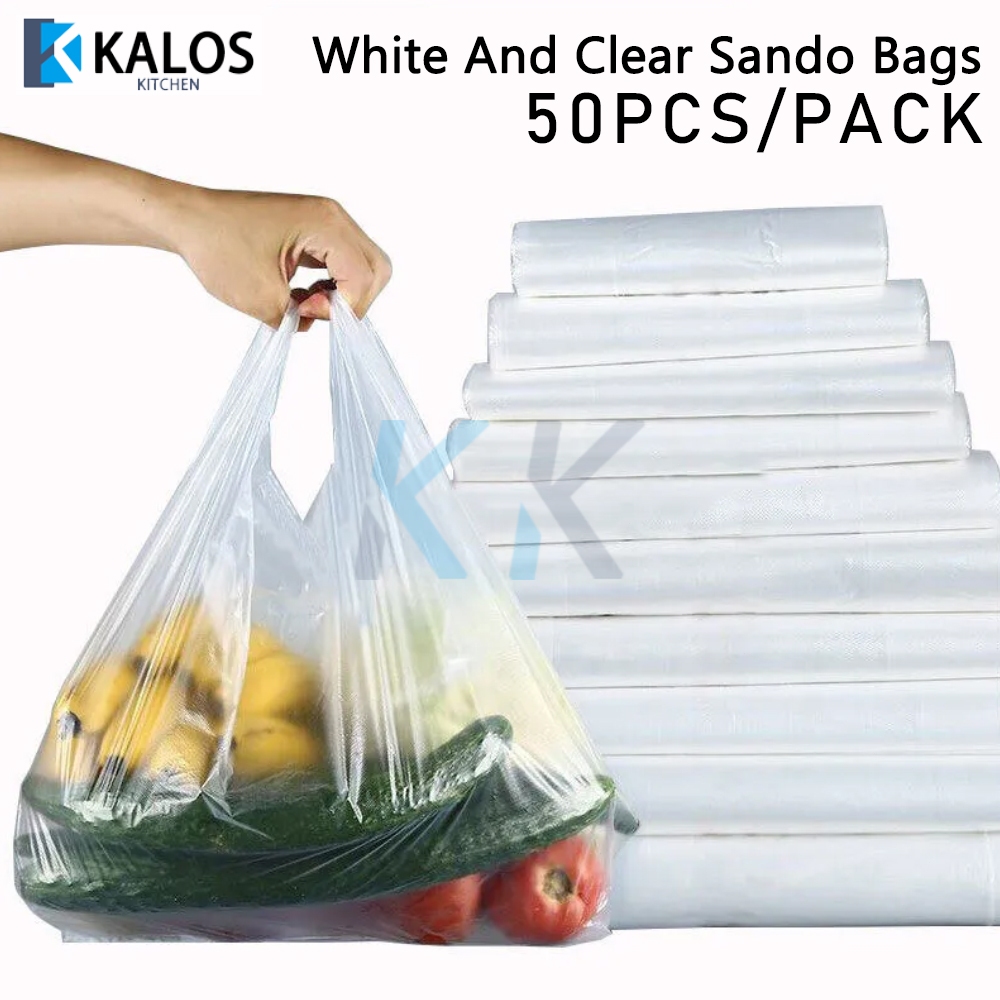 50pcs Per Pack Transparent Packaging Bag Plastic Sando Bag White Bag ...