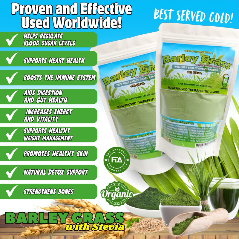 BARLEY POWDER with Stevia 100g (100% pure barley grass powder Organic ...