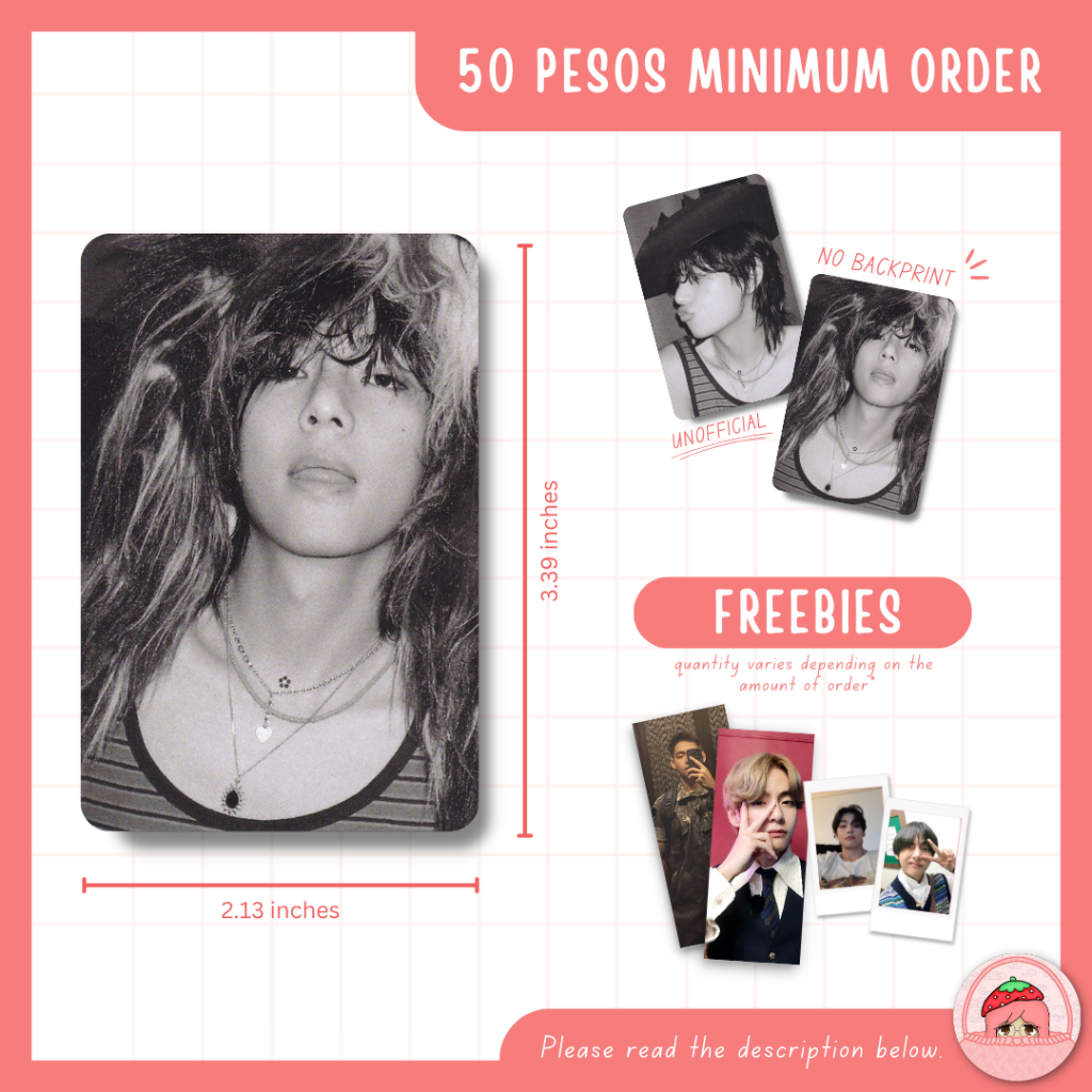 [2 PCS SET] V KIM TAEHYUNG LAYOVER VINYL PC PHOTOCARD UNOFFICIAL ...