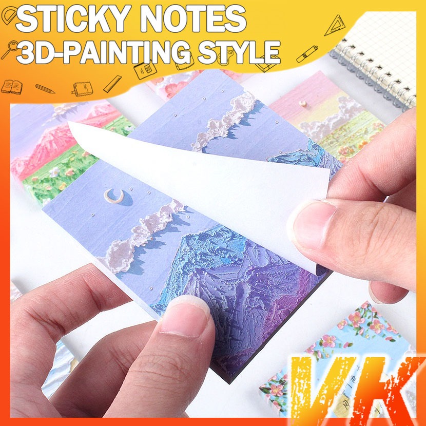 VK 80pcs Oil painting Notepad Landscape 3-dimensional Charming Message ...