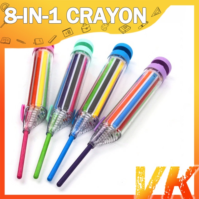 VK 8 in 1 Multi-Color Crayons Retractable Crayons Art Graffiti Painting ...