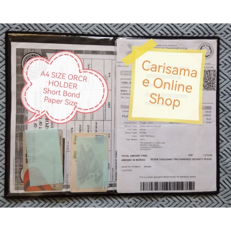 A4 SIZE HOLDER OF ORCR WITH RFID SLOT (GORDON MATERIAL) | Shopee ...