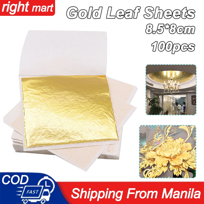 100Pcs Gilding Gold Foil Leaf Sheets Imitation Gold Foil Papers For DIY ...