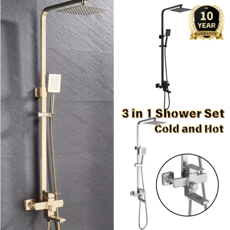 Shower Set with Faucet Hot and Cold 304 Stainless Steel 3 in 1 Shower ...