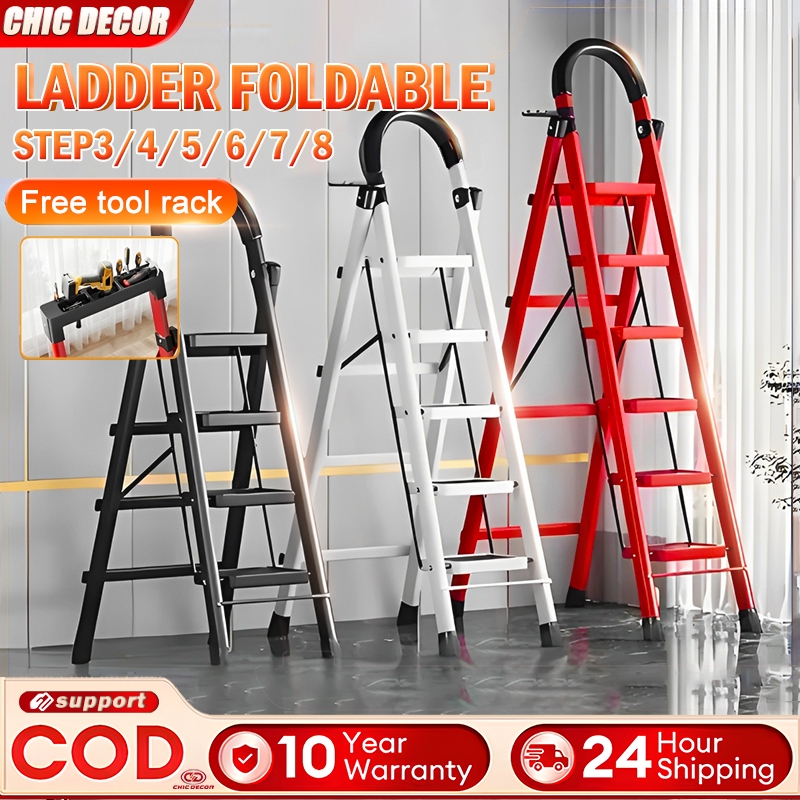 Ladder Foldable Ladder Aluminum Folding Ladder Portable Heavy duty 3/4 ...