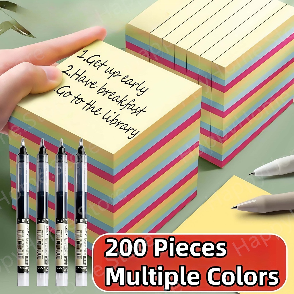 200 Sheets Long Line Sticky Notepad Large Tag Students Note Paper ...