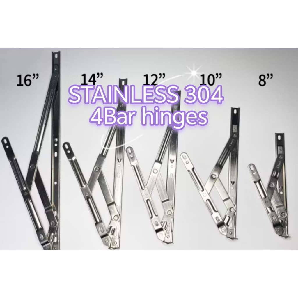 2 Pcs Stainless 304 4Bar Hinges For Awning Casement Windows 8" 10" 12 ...