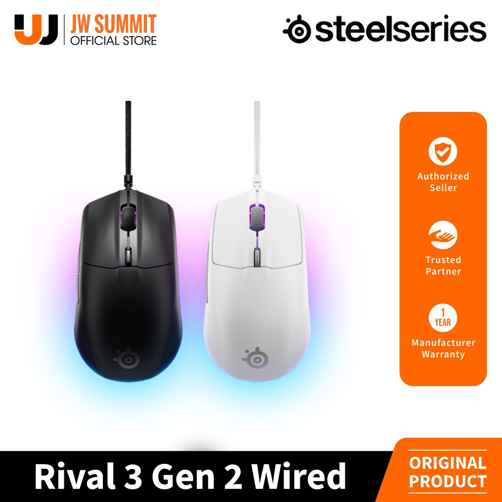 SteelSeries Rival 3 Gen 2 8,500 DPI 3 Zone RGB Lightweight Wired Gaming ...