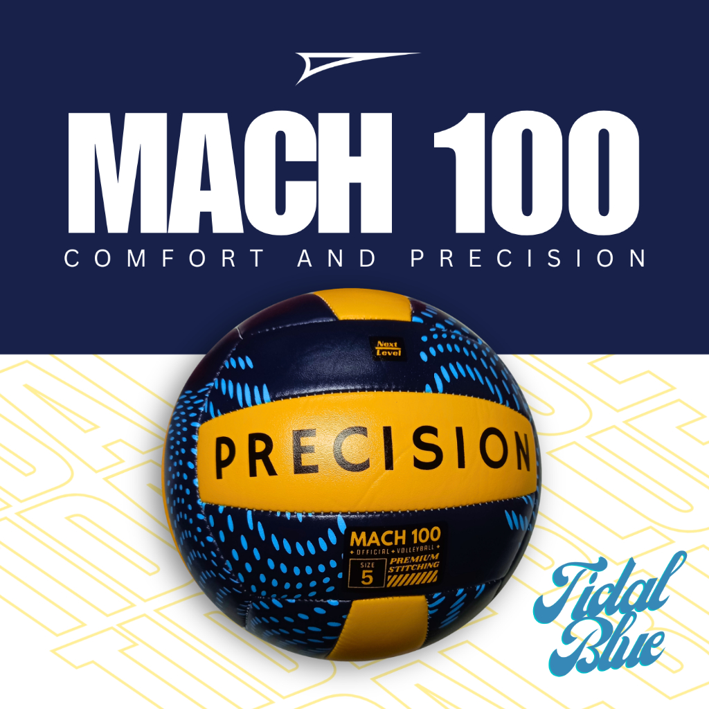Precision Mach 100: Tidal Blue Volleyball PVC Machine Stitched ...