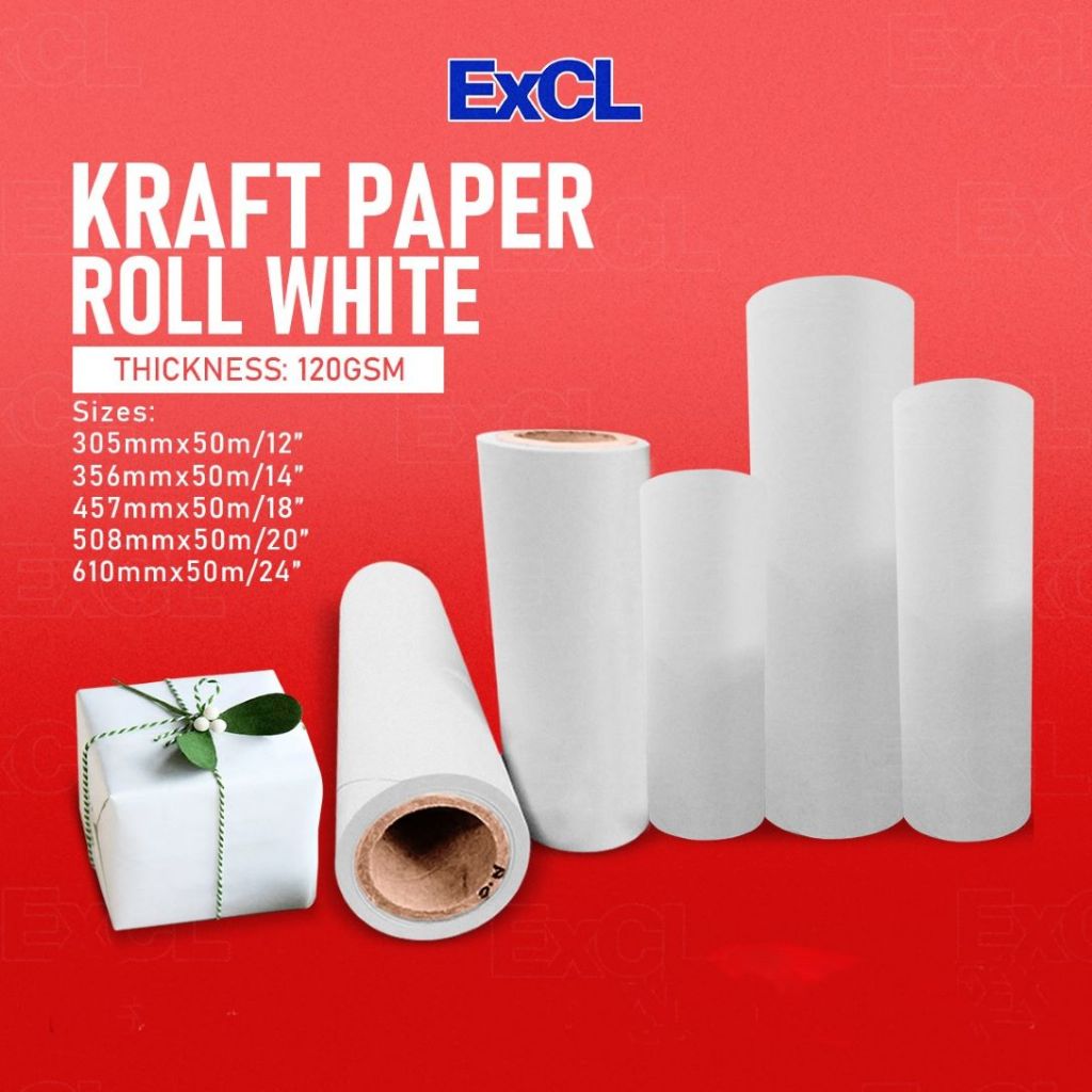 White Kraft Paper Roll - 50m (120gsm) | Shopee Philippines