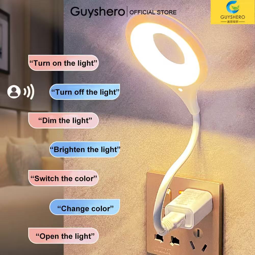 Smart Voice Control Night Light USB Plug In Foldable Ring Reading Desk ...