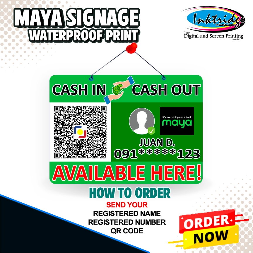 MAYA CASH IN CASH OUT Signages | Scan to Pay QR Code | Waterproof Print ...