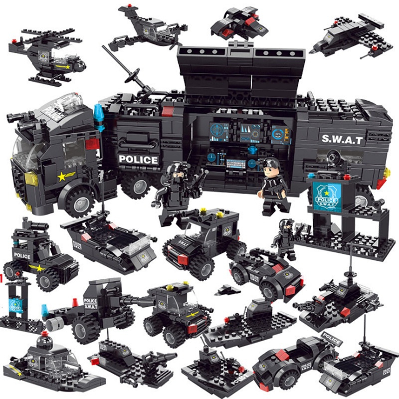 820pcs City Police Station Building Blocks Compatible LEGO City SWAT ...