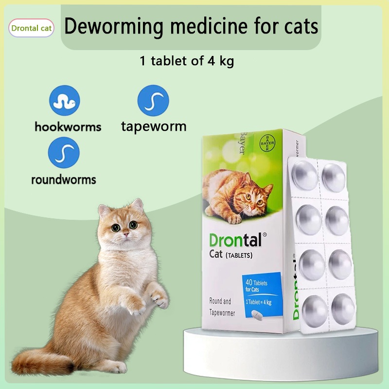 Drontal Cat Deworm 1 Tablet Tasty Dewormer Tablets for Cats Recommended ...