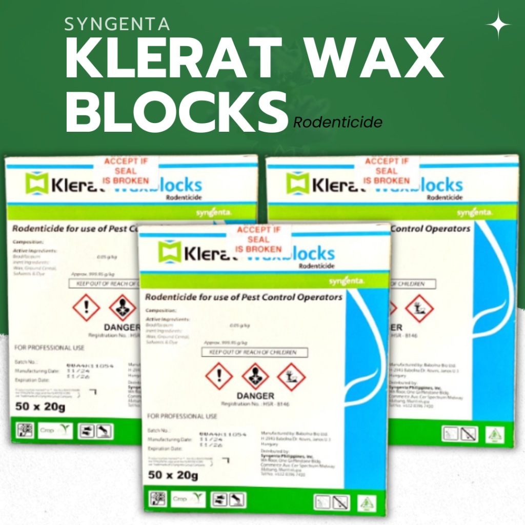 [CL REYES] 3 box Syngenta Klerat Wax Blocks (Rodenticide) Farm Pest ...