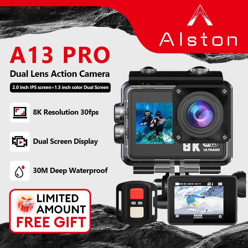 ALSTON A13 PRO action camera 8K HD Touch Screen Sports Video WIFI ...