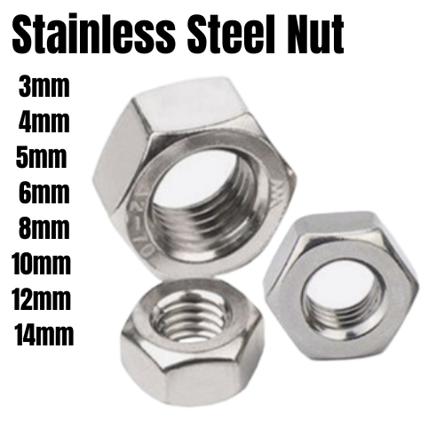 CHFH Stainless Steel Nut 3mm 4mm 5mm 6mm 8mm 10mm 12mm 14mm Hex Nut for ...