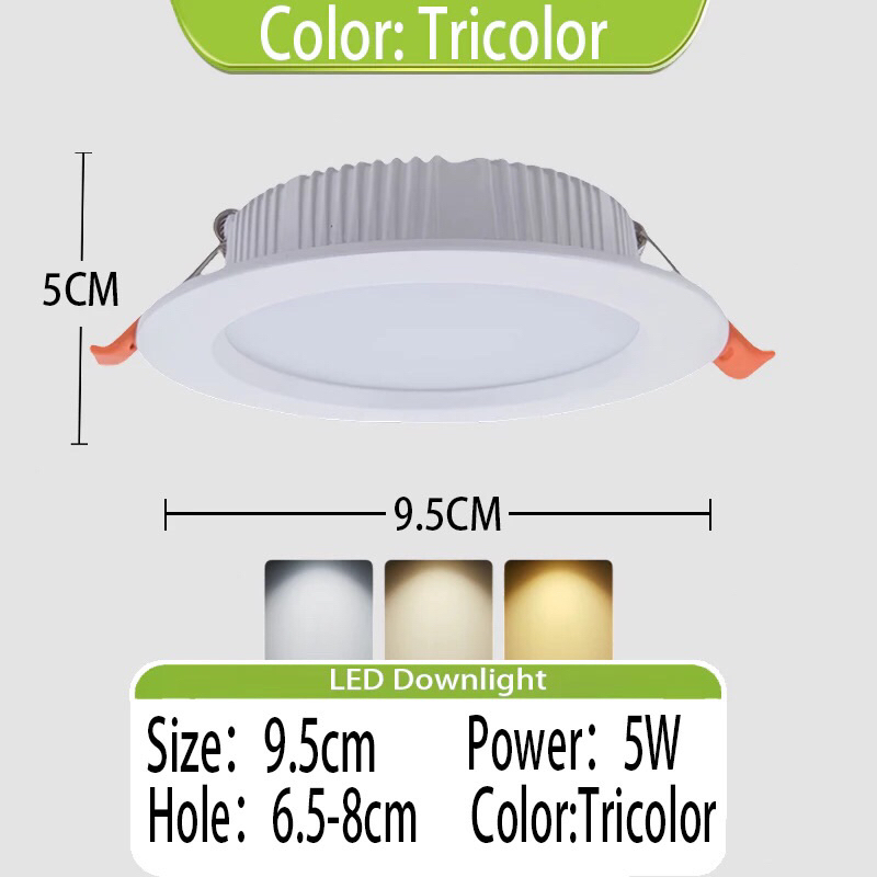5 WATTS ALL WHITE LED TRICOLOR RECESSED ROUND Pin Light Downlight ...