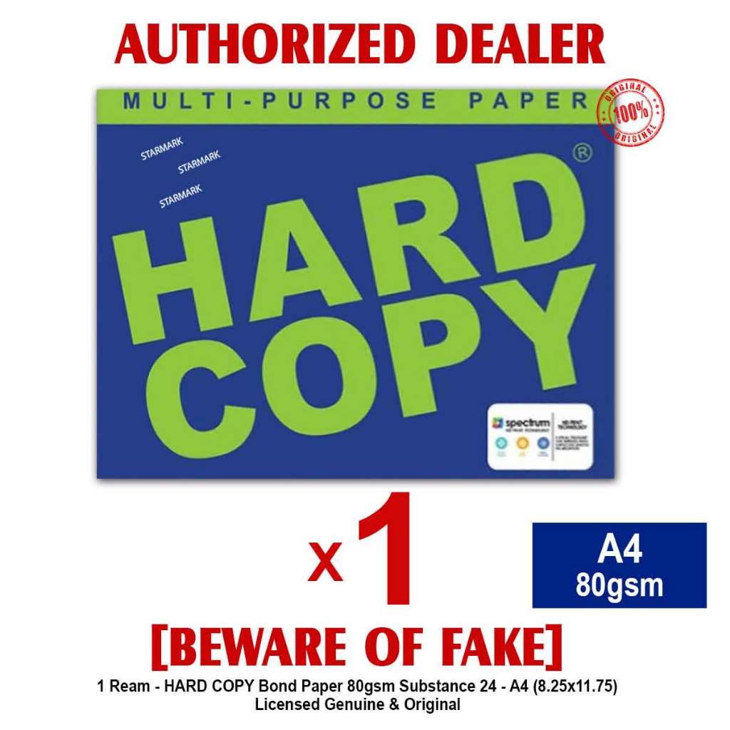 HARD COPY Bond Paper Papers A4 Size 80gsm Sub. 24 BLUE GREEN Label Red ...