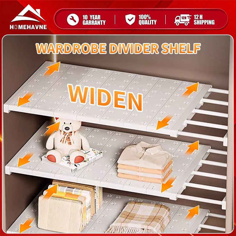 3PCS Wardrobe Divider Shelf Scalable Retractable Cabinet Divider ...