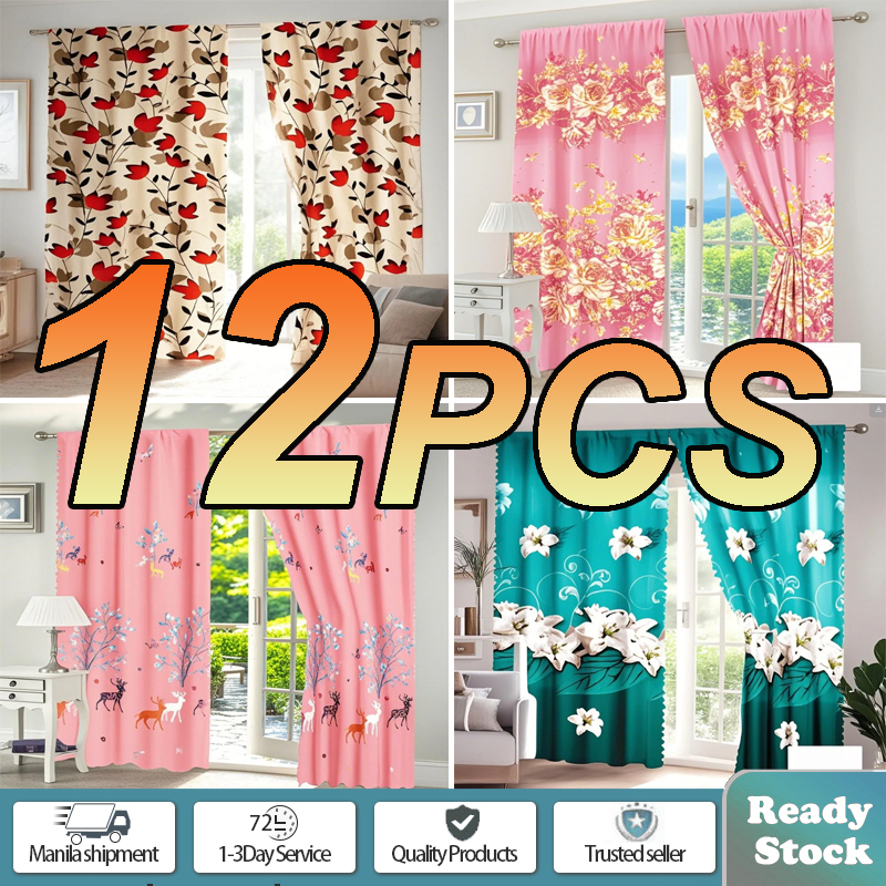 HTC 12PCS Sale Window Curtain Makapal Curtains Kurtina Sa Bintana ...