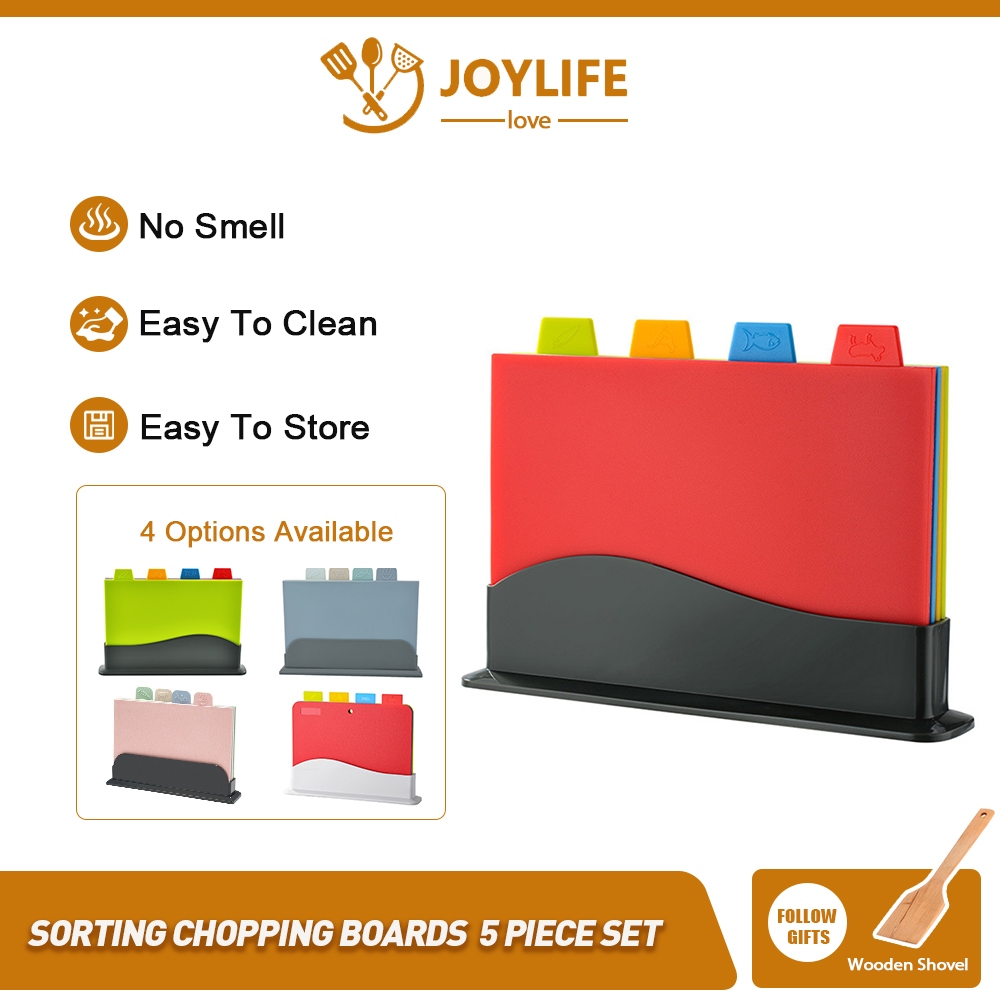 Chopping Board Set Of 5 With Storage Case Color Coded Cutting Board Set ...