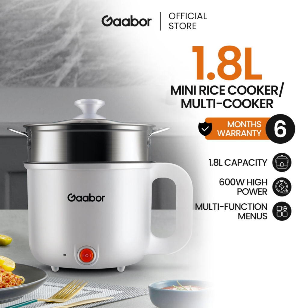 Gaabor 600W Mini Rice Cooker Two Heat Levels Non-Stick With Steamer 1L ...