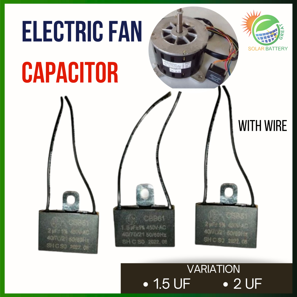 Electric Fan Capacitor w/ Wire – 1.5uF & 2uF | 400V/450V AC | Ceiling ...