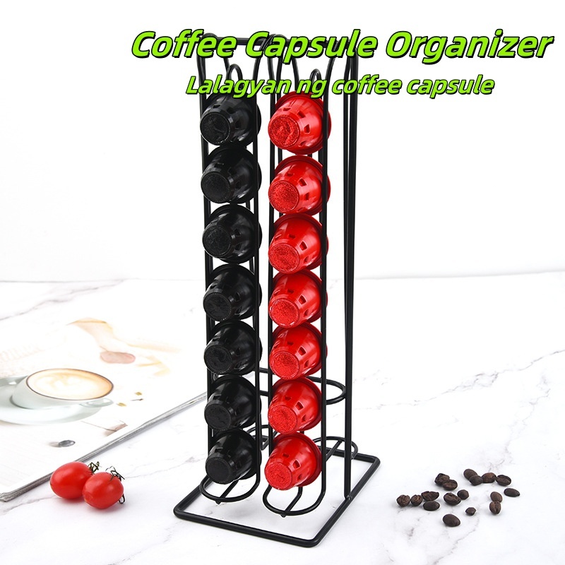 Black Metal Coffee Pod Holder Tower Organizer Desktop Coffee Capsule ...