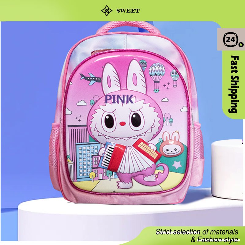 SWEET Labubu Cartoon Backpack Cute 3-12 Years Old Schoolbag Lightweight ...