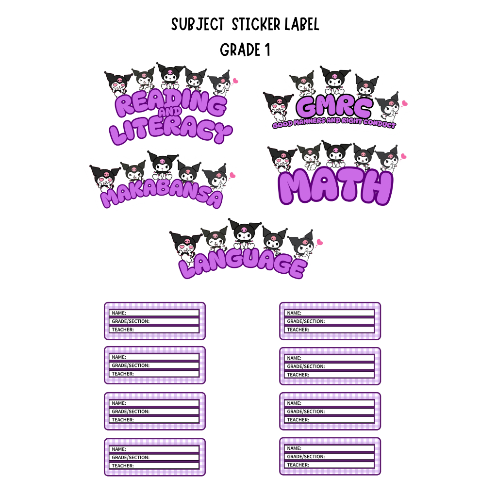Subject Sticker Label Grade 1, 2, and 3 | Shopee Philippines
