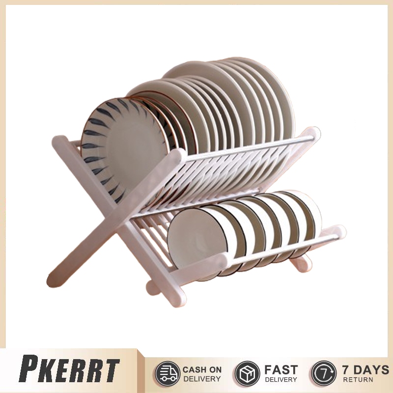 New 2-tier kitchen collapsible dish rack cutlery organizer draining ...