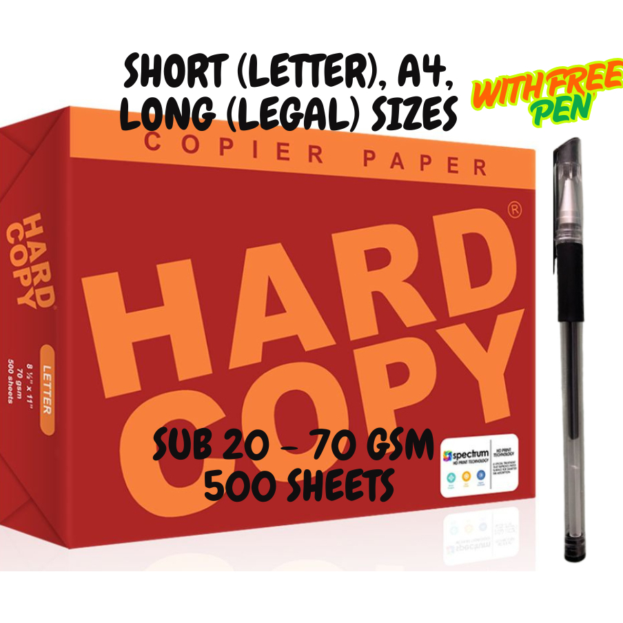 Hard Copy Bond Paper – Short, Long, A4 (Per Ream – 500 Sheets) | Shopee ...
