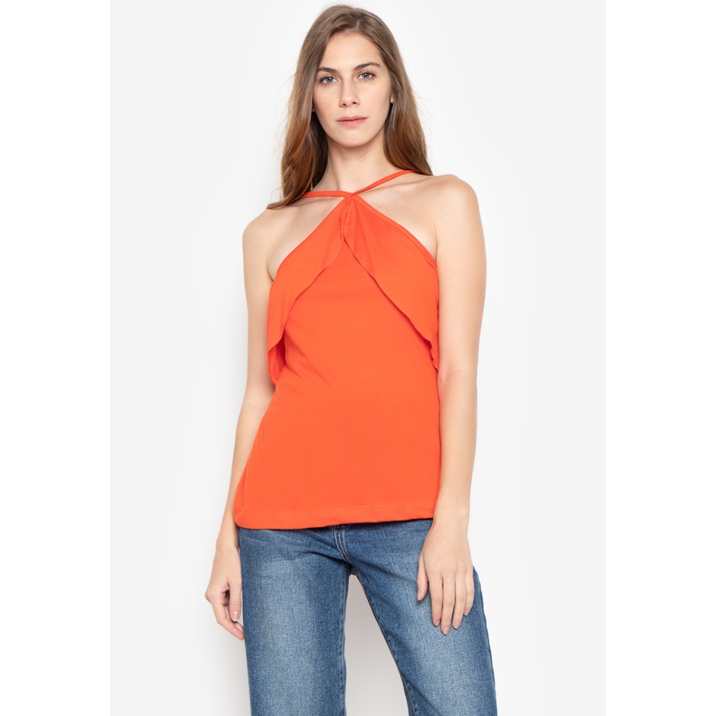 moondaze V-Strap Ruffle Halter Top | Shopee Philippines