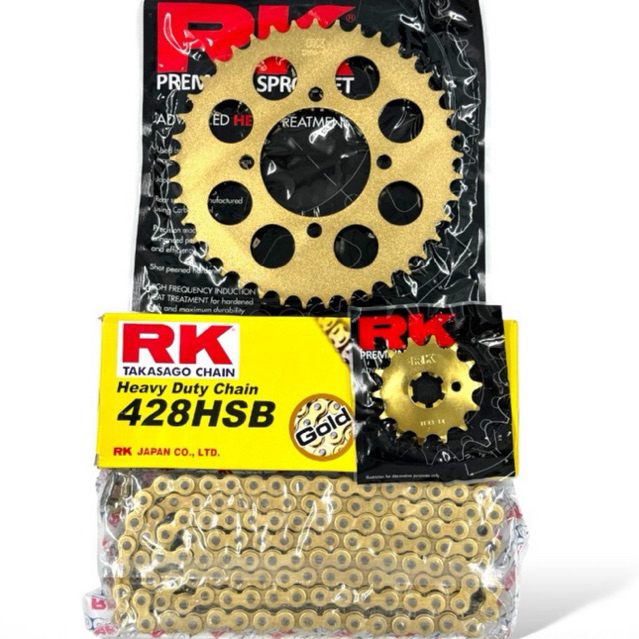RK RACING CHAIN & SPROCKET SET SNIPER 135 MX/CLASSIC/YTX 125 #428 GOLD ...