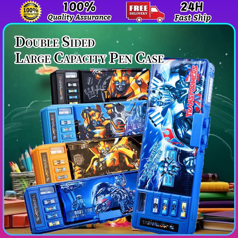 Transformers Pencil Case Kids Gift，With password lock， Pencil Box Dual ...