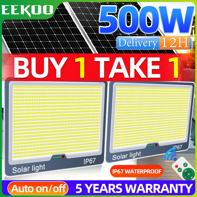 EEKOO 500 watts Original Solar Led Outdoor Flood Street Light BUY 1 TAKE 1 Waterproof With ...