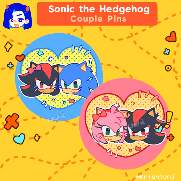 Sonic the Hedgehog Couple Ships (Shadamy Sonadow) Glitter Button Pins ...