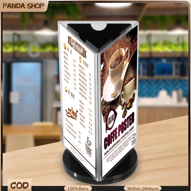 Acrylic 360 Rotating Menu Holder Desktop Stand 3-Side Price List Ad ...