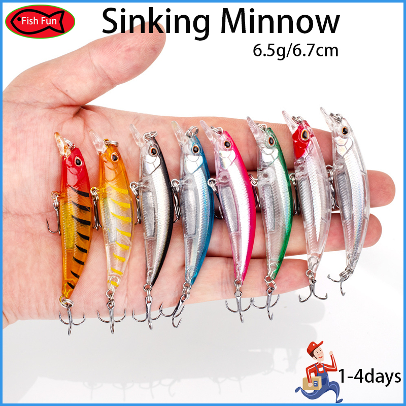 Fishing Gear Fish Lure Sinking Minnow Long Throw Hard Bait 6.7cm/6.5g | Shopee Philippines